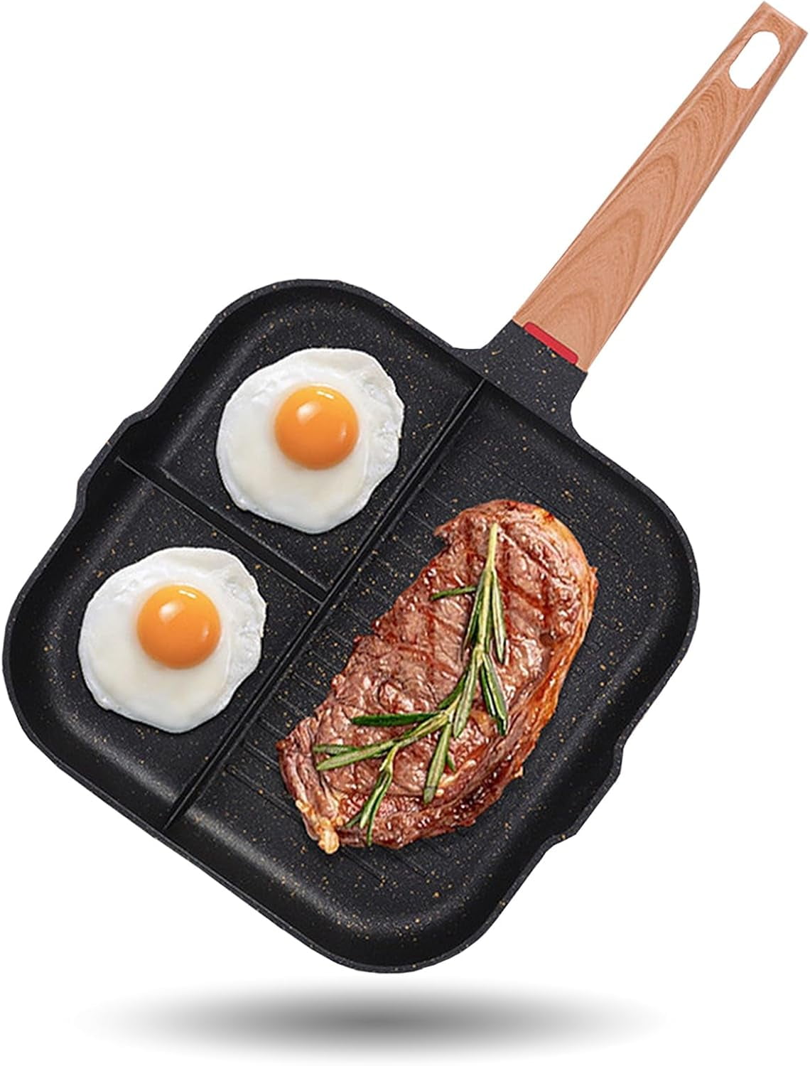 Nonstick Frying Pan,3-in-1 Egg Pan Versatile Divided Grill Pan with ...