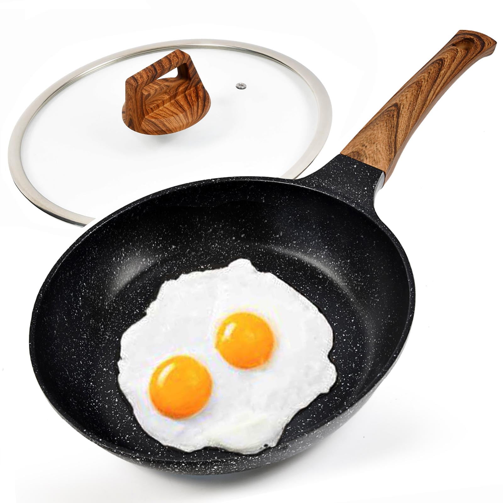 Nonstick Frying Pan with Lid for Cooking, Clatine Omelette Pan Skillets ...