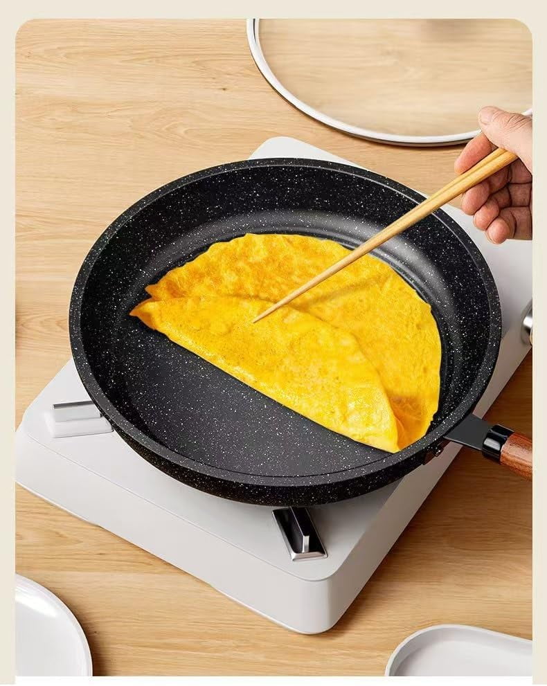 Nonstick Frying Pan Skillet, Non Stick Granite Fry Pan with Glass Lid ...