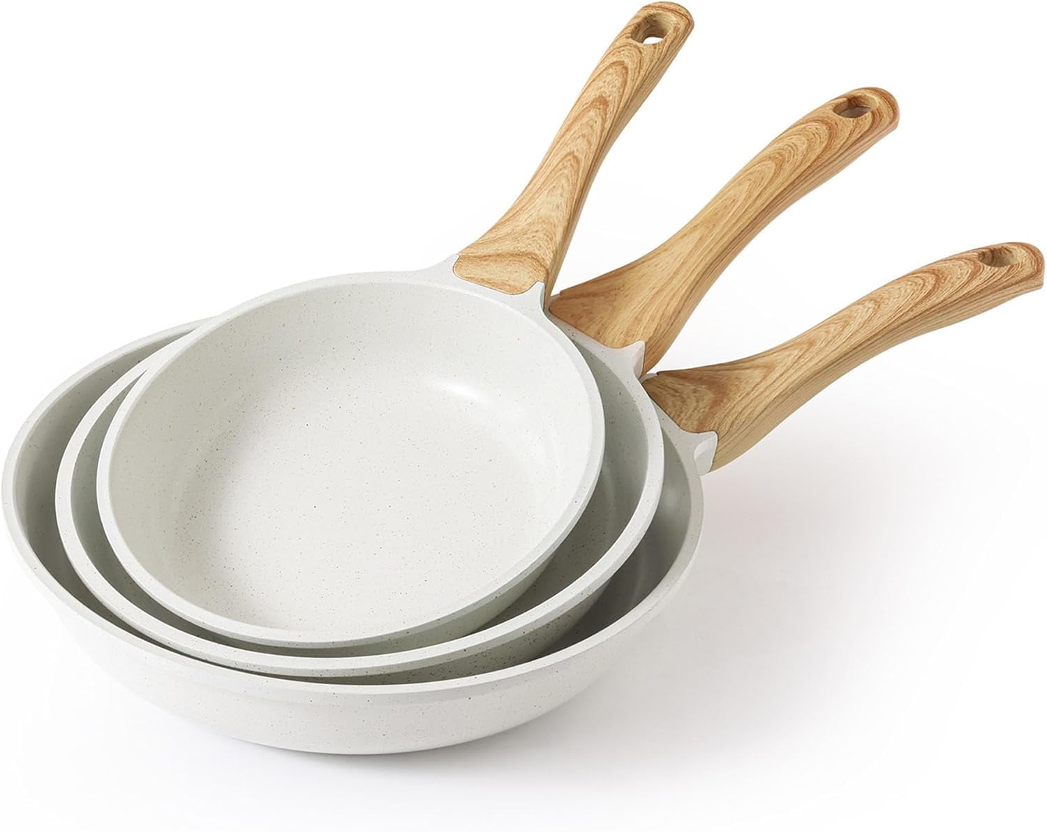 Nonstick Frying Pan Skillets, White Ceramic Coating Omelette Pans ...