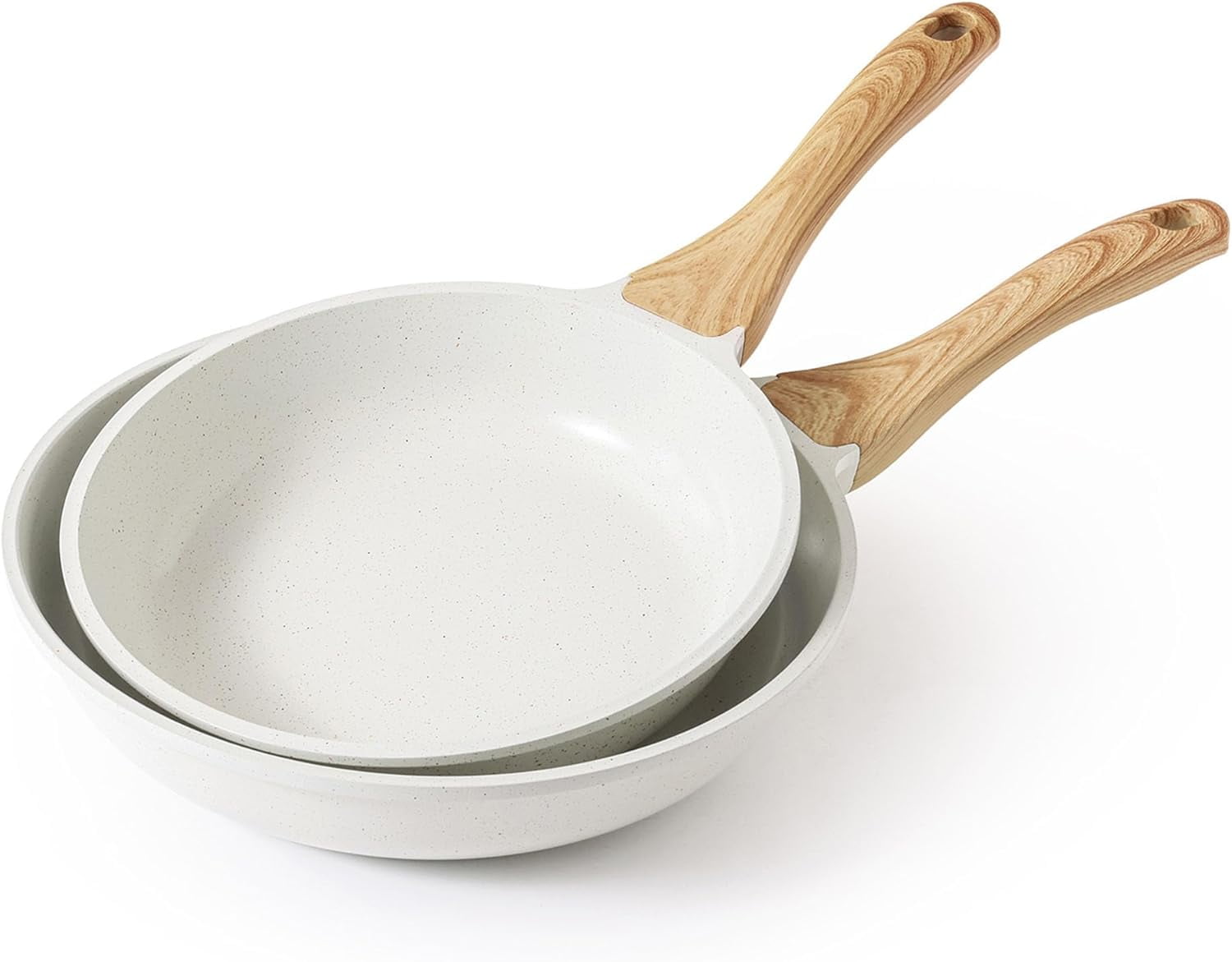 Nonstick Frying Pan Skillets, White Ceramic Coating Omelette Pans ...