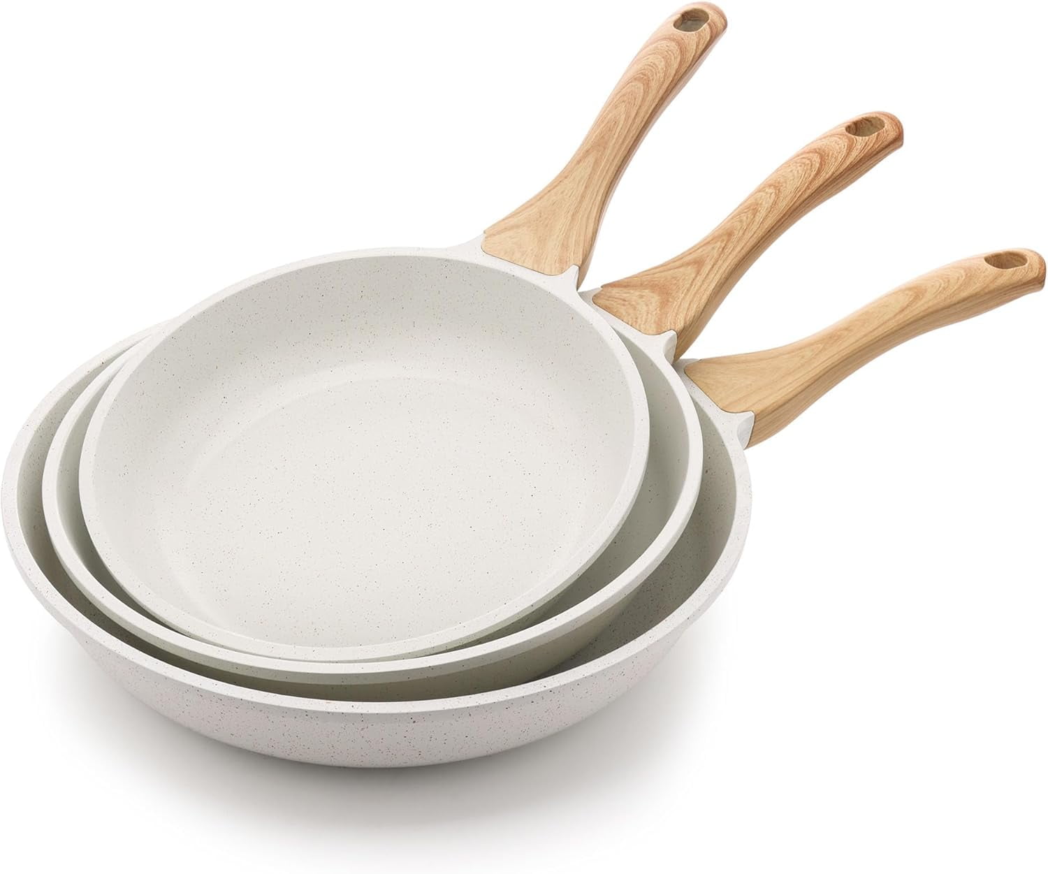 Nonstick Frying Pan Skillets, White Ceramic Coating Omelette Pans ...