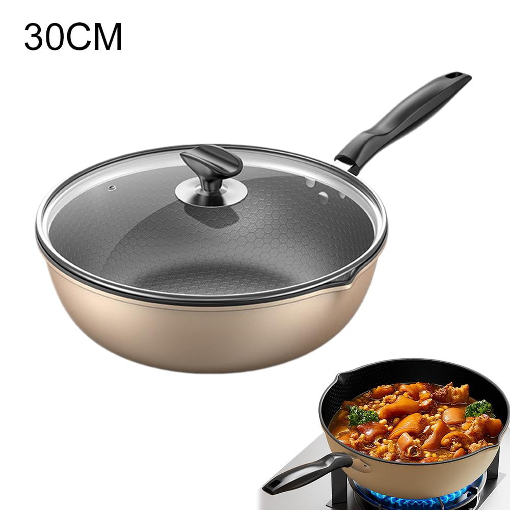 Nonstick Frying Pan Wok with Honeycomb Texture, Induction & Gas ...