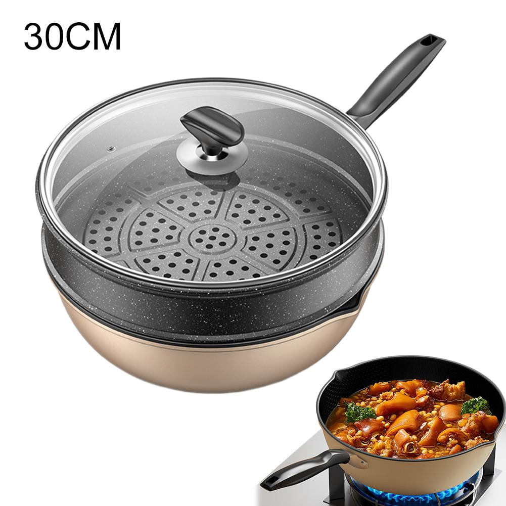Nonstick Frying Pan Wok with Honeycomb Texture, Induction & Gas ...