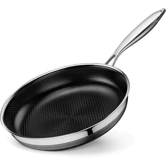 Nonstick Frying Pans 8 Inch Hybrid Tri-Ply Stainless Frying Pan Skillet Titanium Ceramic ...