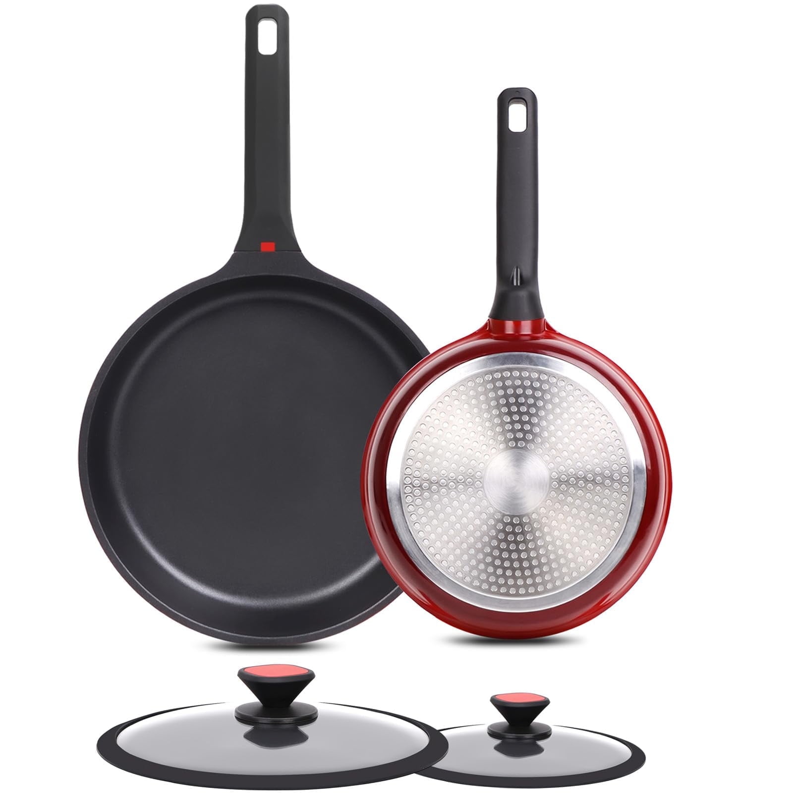 Nonstick Frying Pans with Lids Set, DIIG 9.5 and 11 inch Cooking ...
