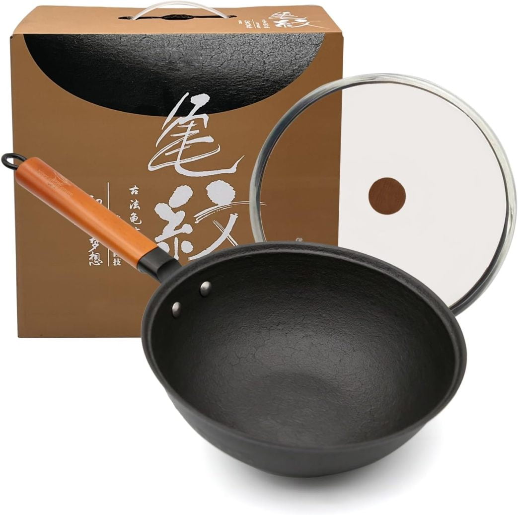 Nonstick Frying Wok Pan Hybrid, 9 Inch Preseasoned Deep Stir Fry Pan ...