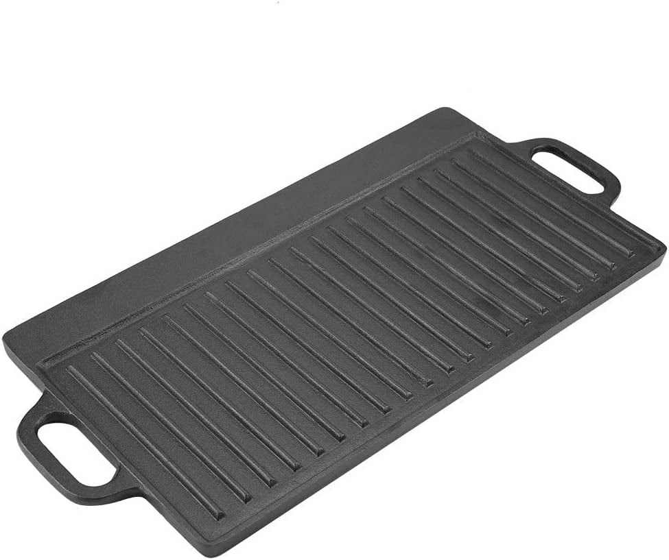 Nonstick Griddle Grill, Cast Iron Grill Griddle Pan Ridged and Flat ...