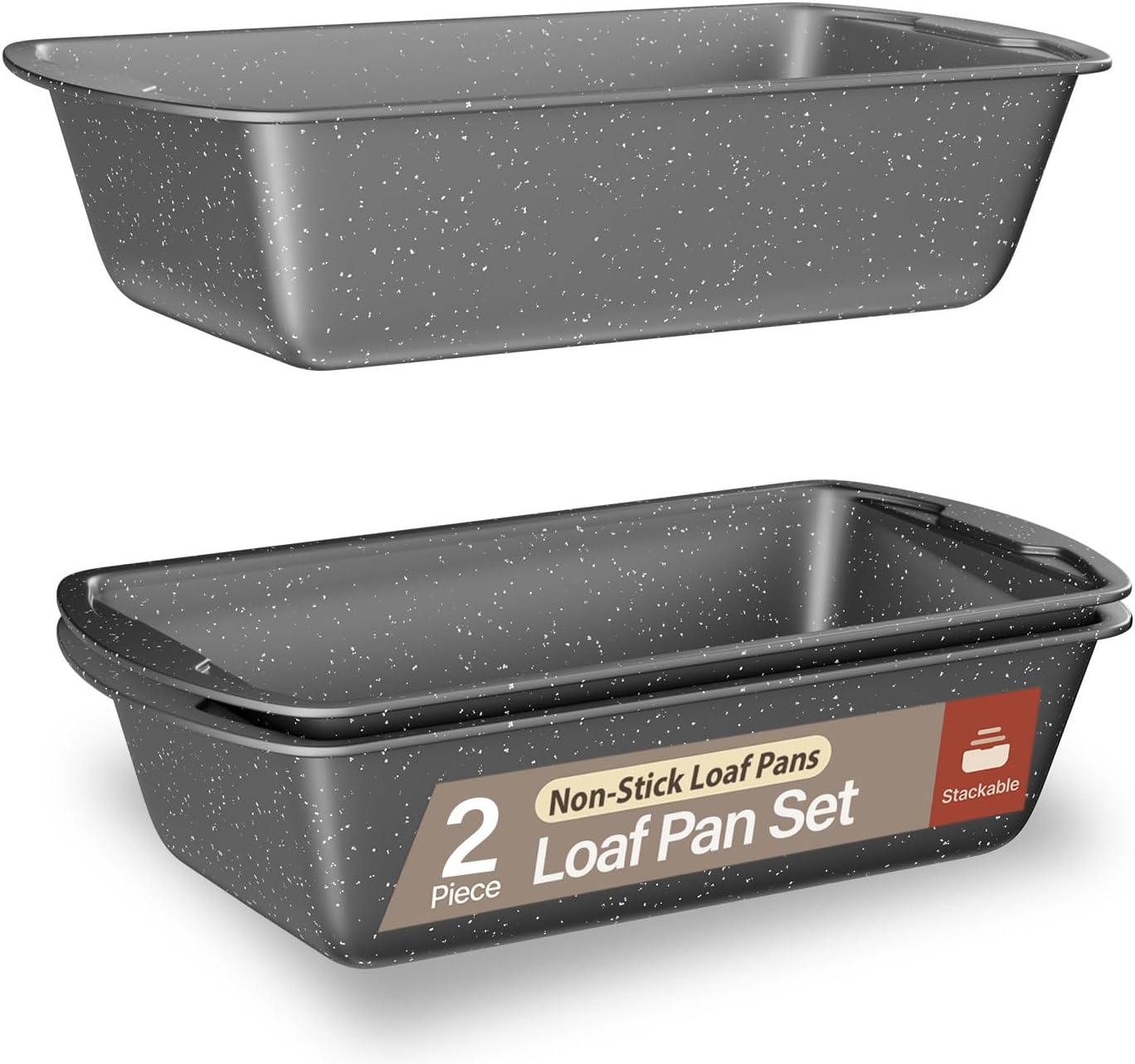 Nonstick Loaf Pan Set pack of 2, 10.2" & 11" Large Baking Bread Pan ...