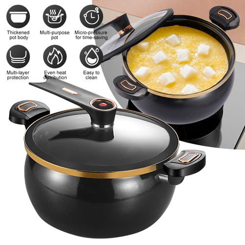 Nonstick Micro Pressure Cooker Pan with Lid Crock Pot with Twist & Lock ...
