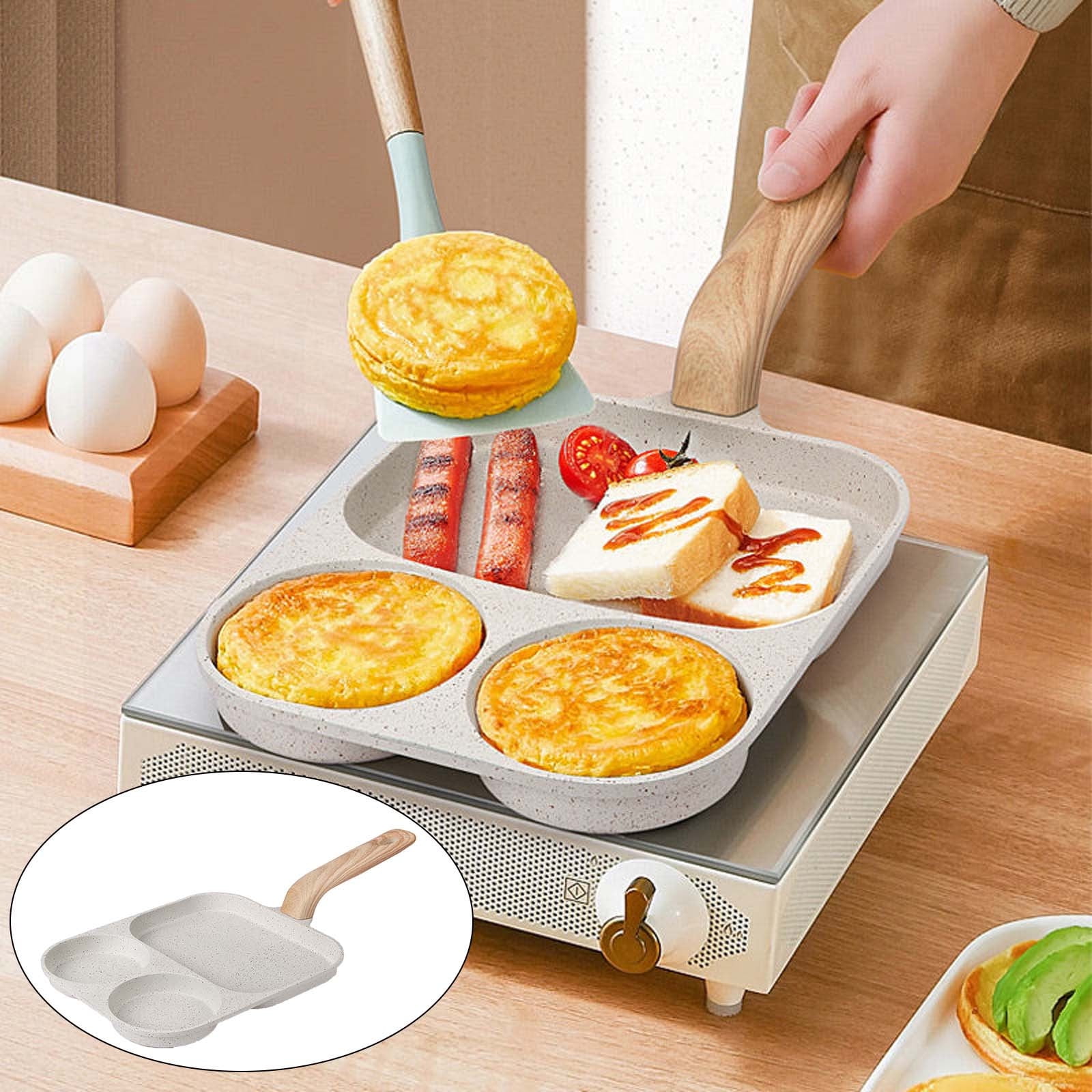 Nonstick Omelette Maker, Flat Burger Egg Frying Pan, 3 in 1 Breakfast ...