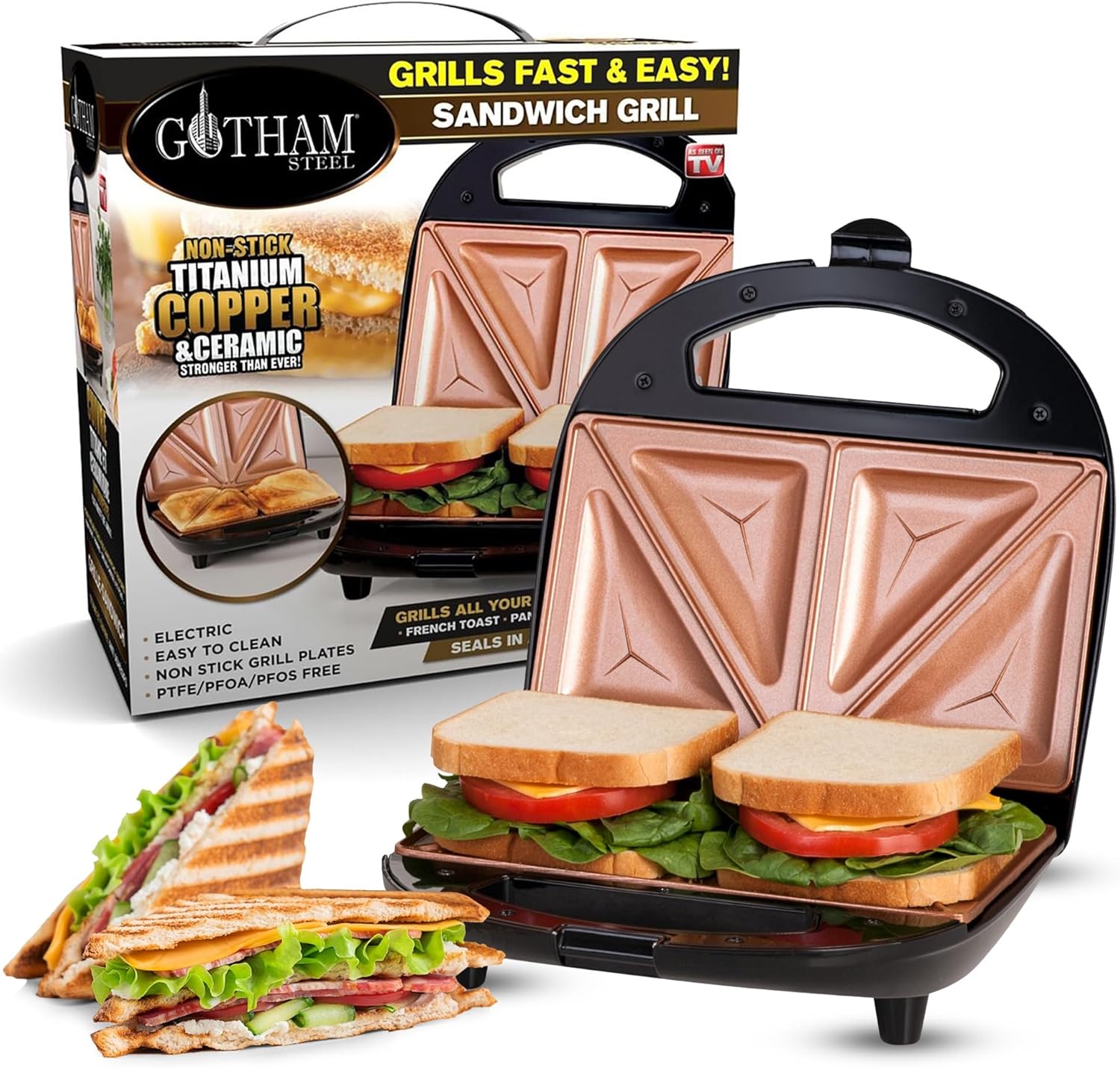 Nonstick Panini Press Sandwich Maker, 2in1 Breakfast Sandwich Maker ...