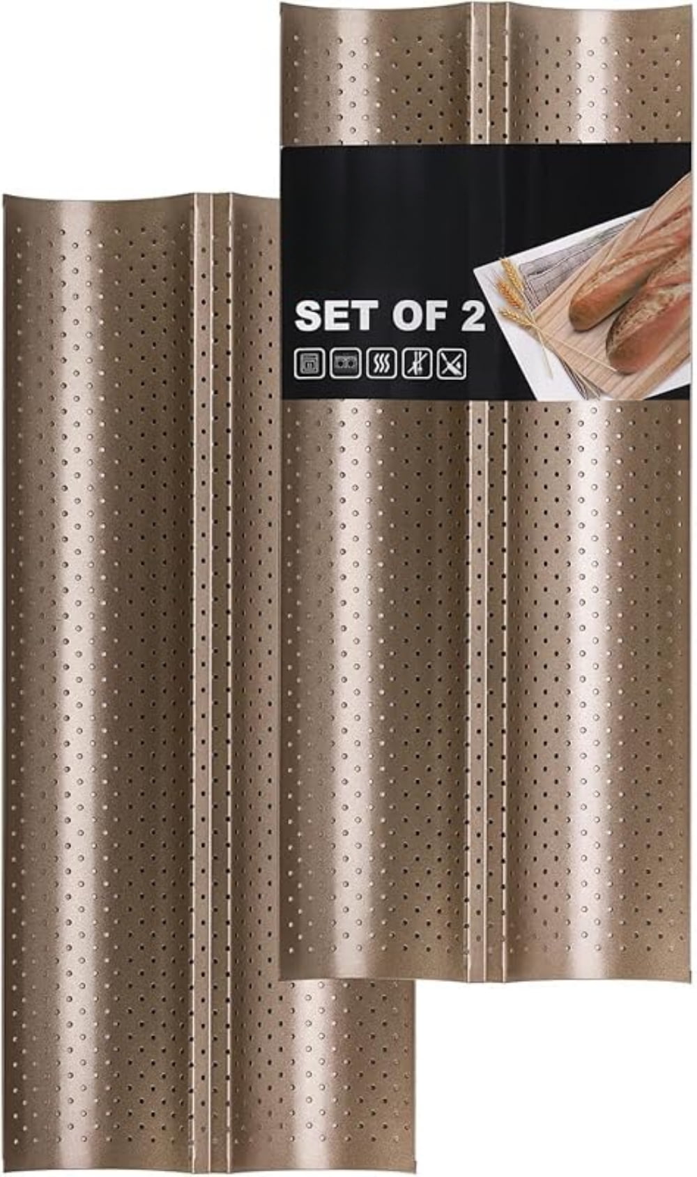 Nonstick Perforated Baguette Pans Baking Tray Kit for French Bread ...