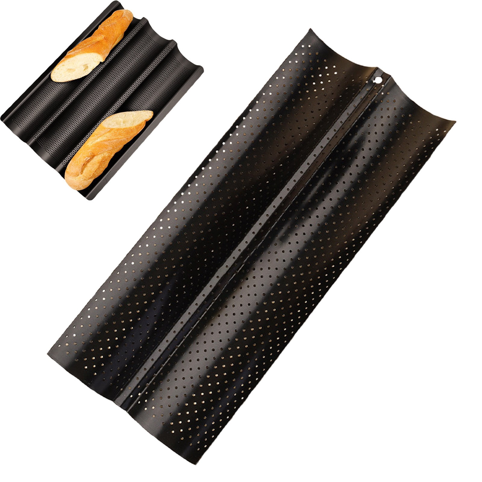 Nonstick Perforated French Bread Baking Pan, 15"X 6.38" Premium Toast ...