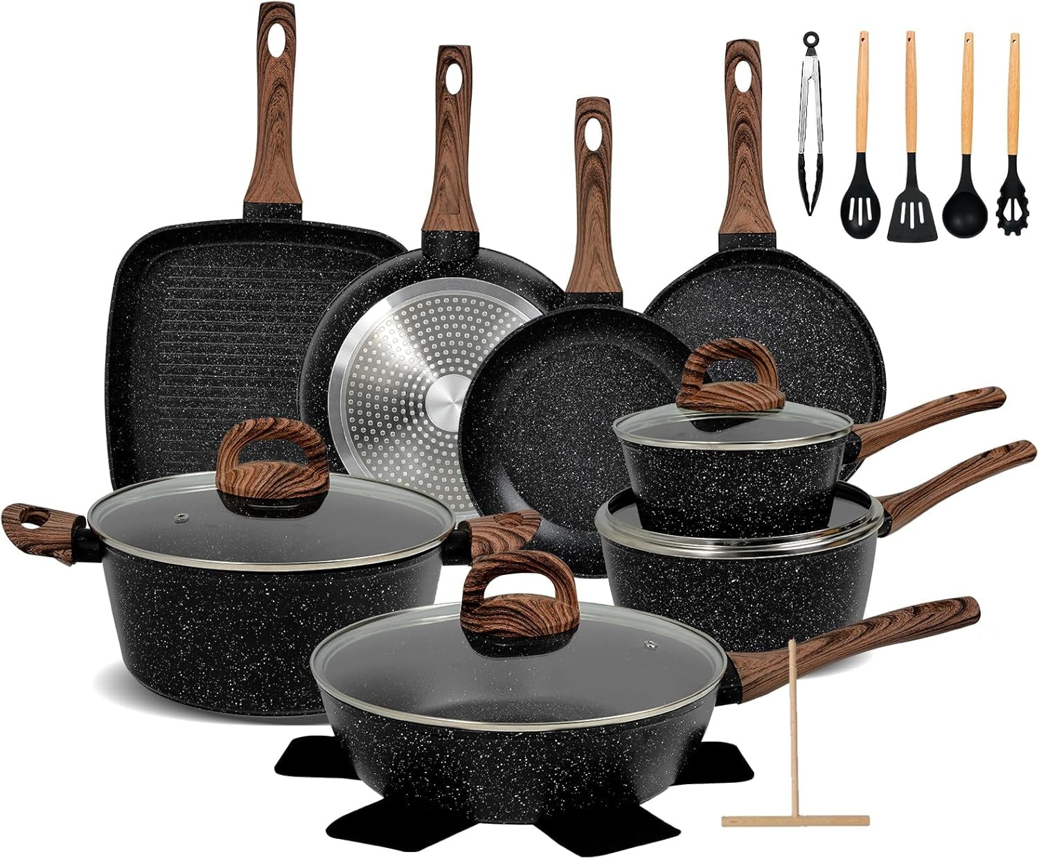 Nonstick Pots and Pans Set, 25- Ceramic Cookware Set, Induction Kitchen ...