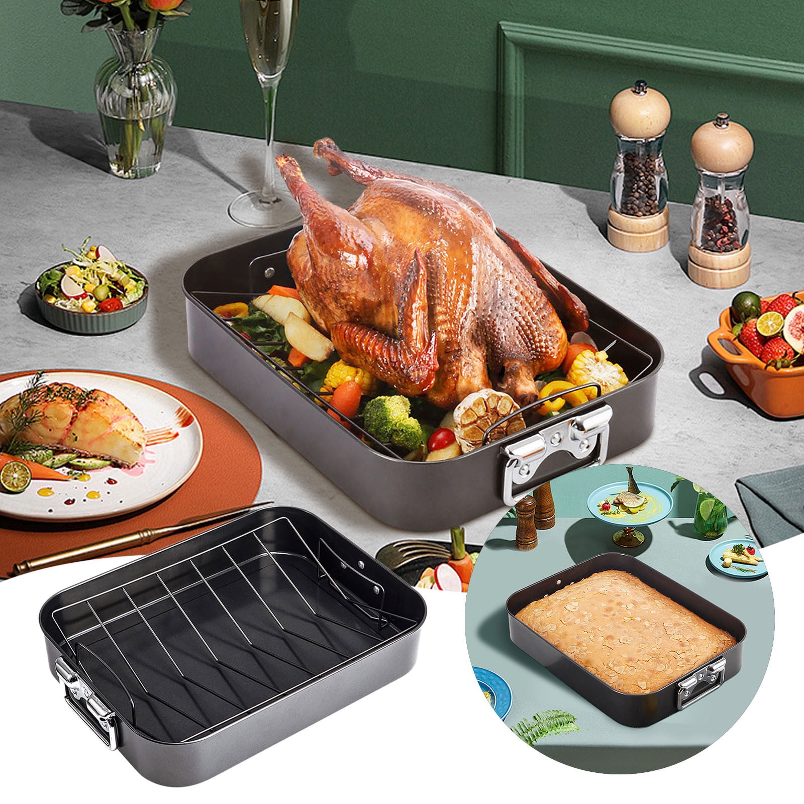 Nonstick Roasting Pan with Rack, Turkey Roasting Pan for Oven, Large ...