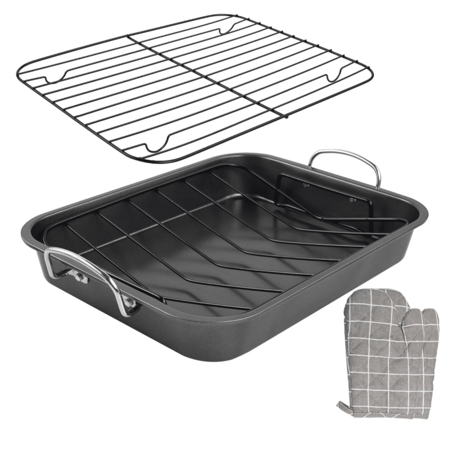 Nonstick Roasting Pan with Rack, 16 Inch x 11.5 Inch Rectangular ...