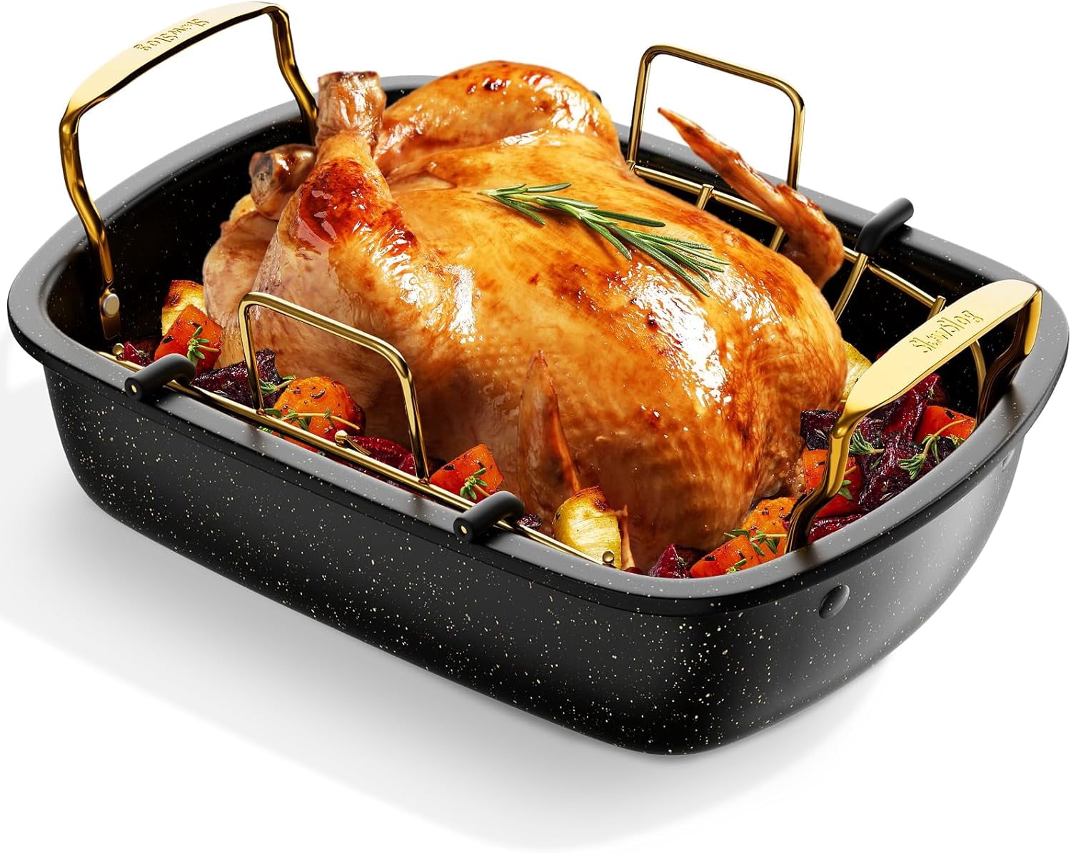 Nonstick Roasting Pan with Rack, 17" x 13" Large Turkey Roaster Pan ...