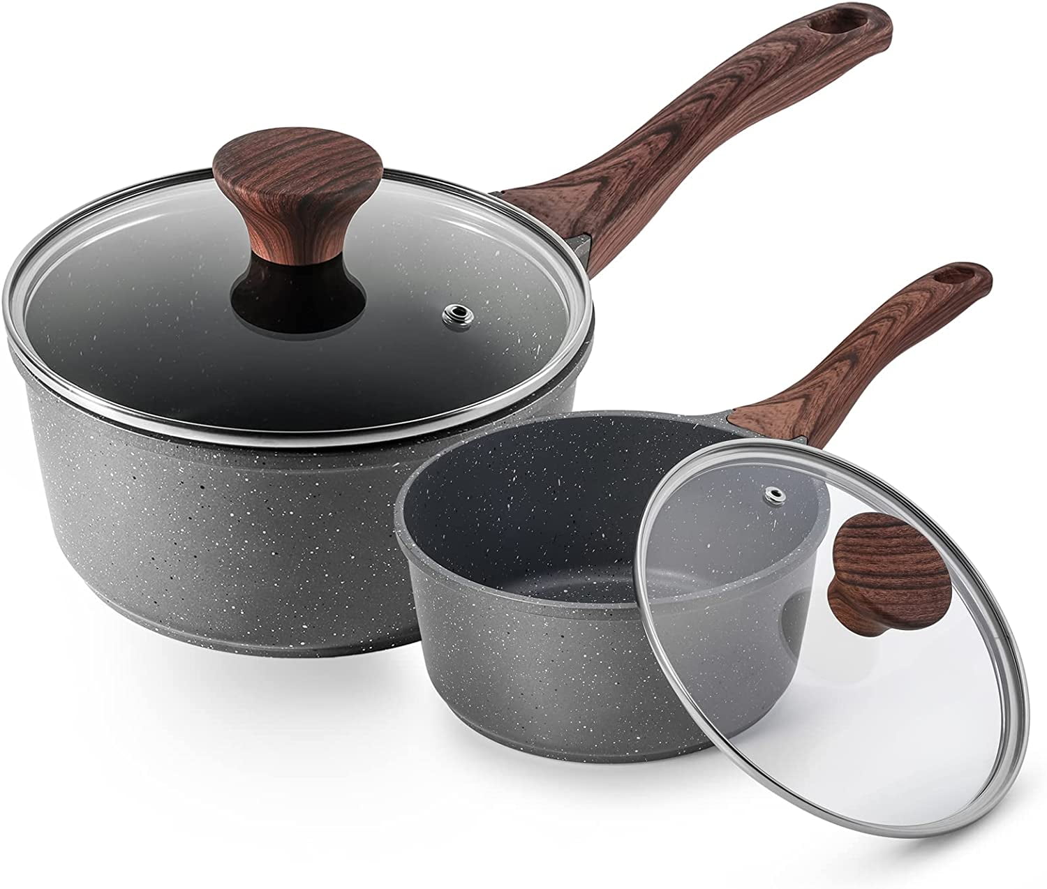 Nonstick Sauce Pan with Lid Saucepan Set, Swiss Granite Coating Sauce ...