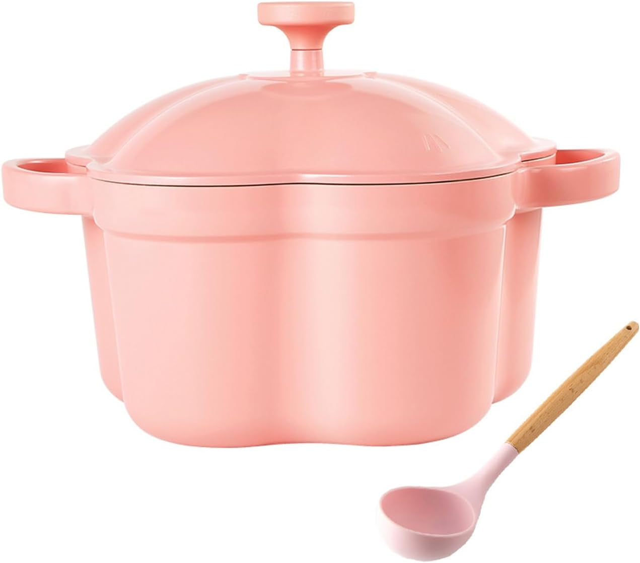 Nonstick Saucepan, Pink Flower 9.5” Stock Pot with Lid, Soup Pot Home ...
