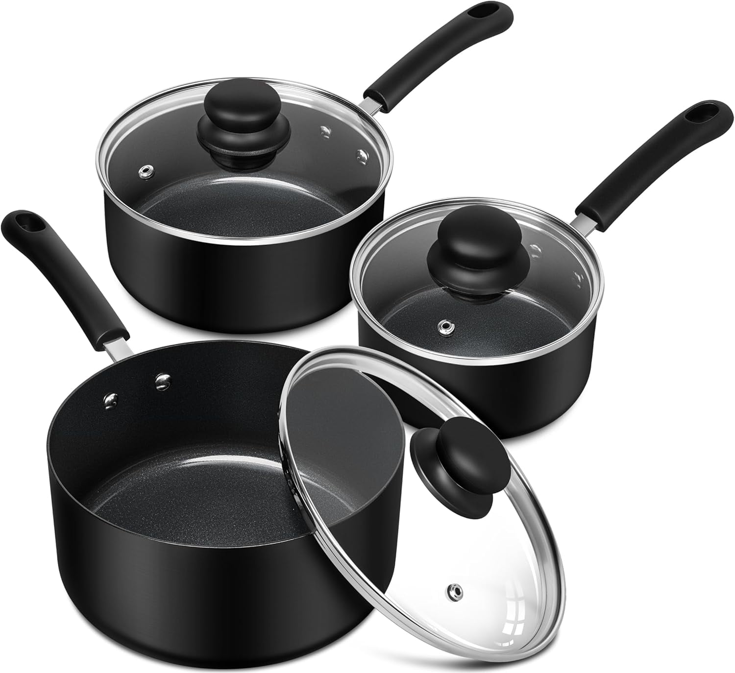 Nonstick Saucepan with Lid, Ceramic Sauce Pan Sets, Easy to Clean Sauce ...