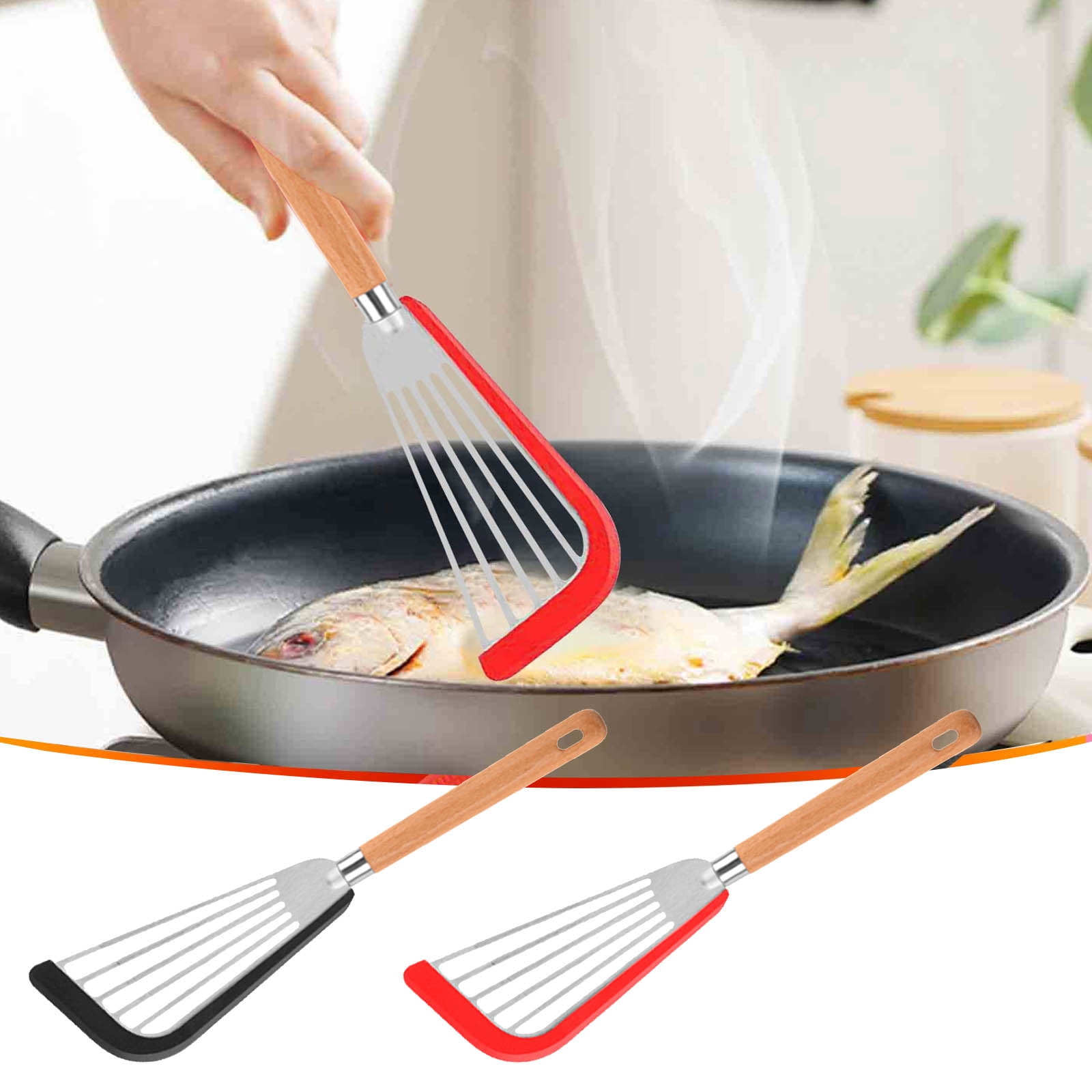 Nonstick Slotted Spatula Turner Stainless Steel Core Flexible Silicone ...