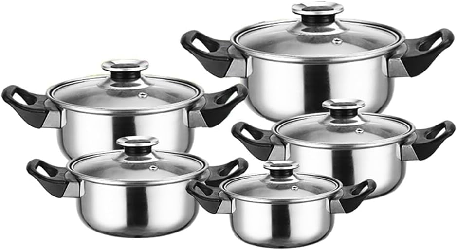 Nonstick Stainless Steel Cookware Set, 10-Piece Pots and Lids ...
