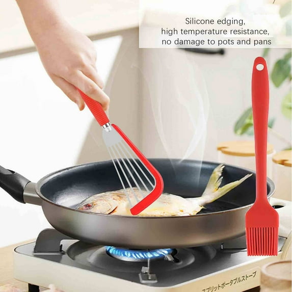 Nonstick Stainless Steel Fish Spatula Turner with Silicone Slotted ...