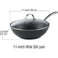 Nonstick Stir-Fry Wok Pan 11-Inch, Hard Anodized Deep Frying Pan with ...