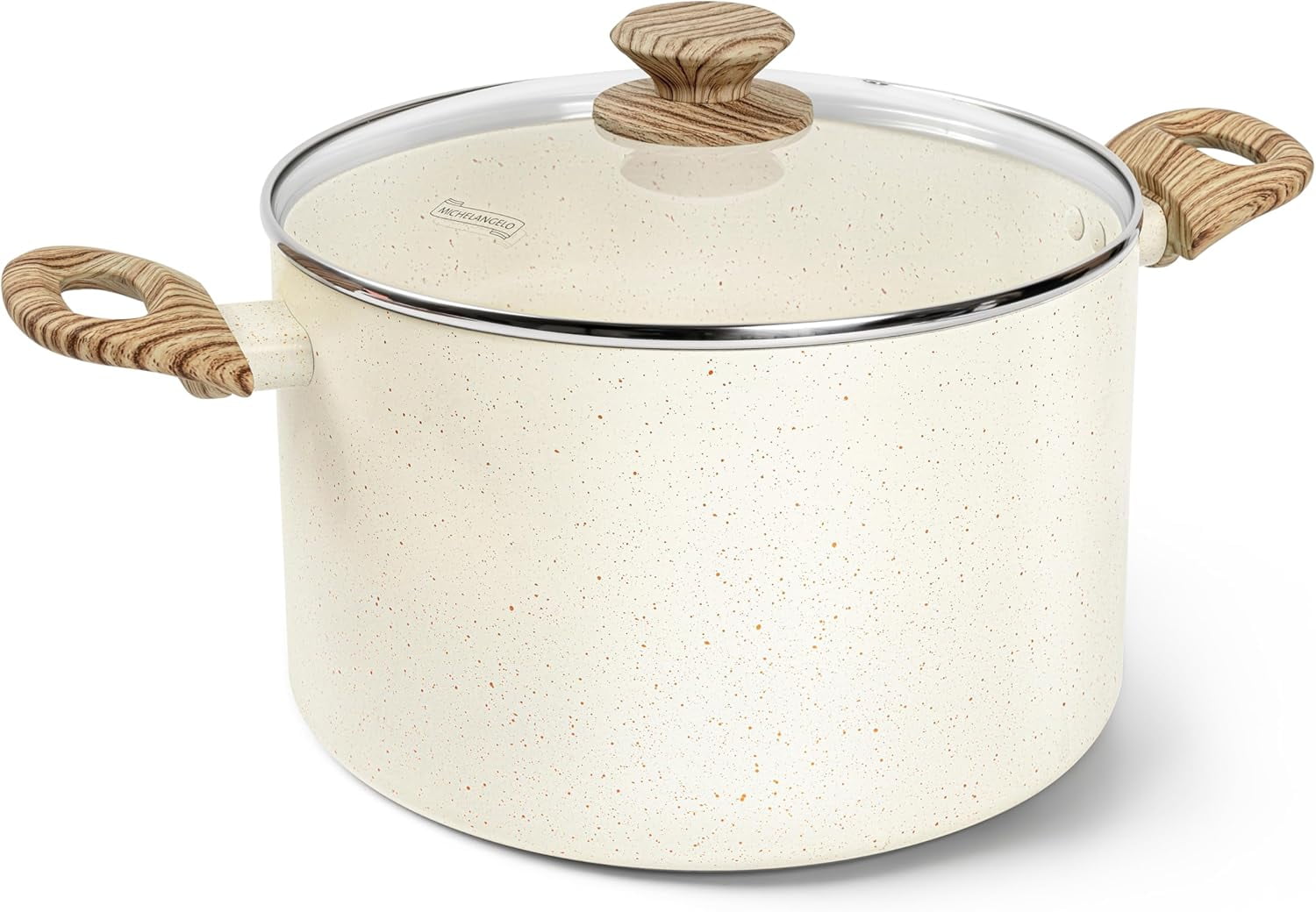 Nonstick Stock Pot - 6 Quart Cooking Pot White Granite, Soup Pot with ...