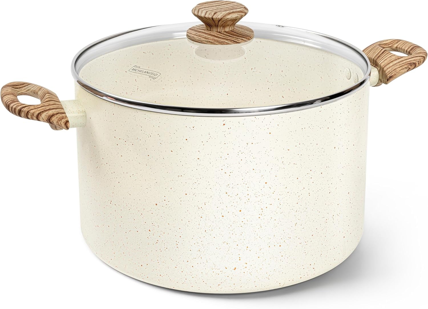 Nonstick Stock Pot - 6 Quart Cooking Pot White Granite, Soup Pot with ...