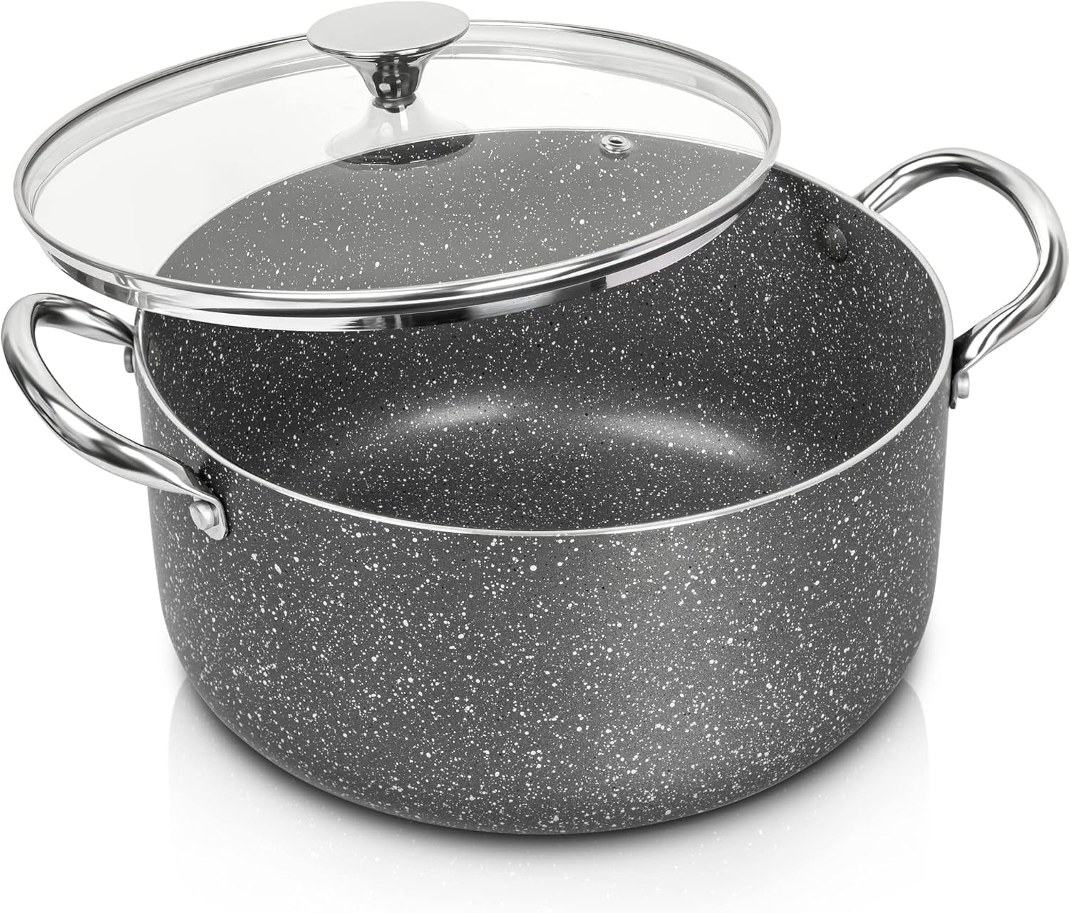 Nonstick Stock Pot - 6 Quart Cooking Pot White Granite, Soup Pot with ...