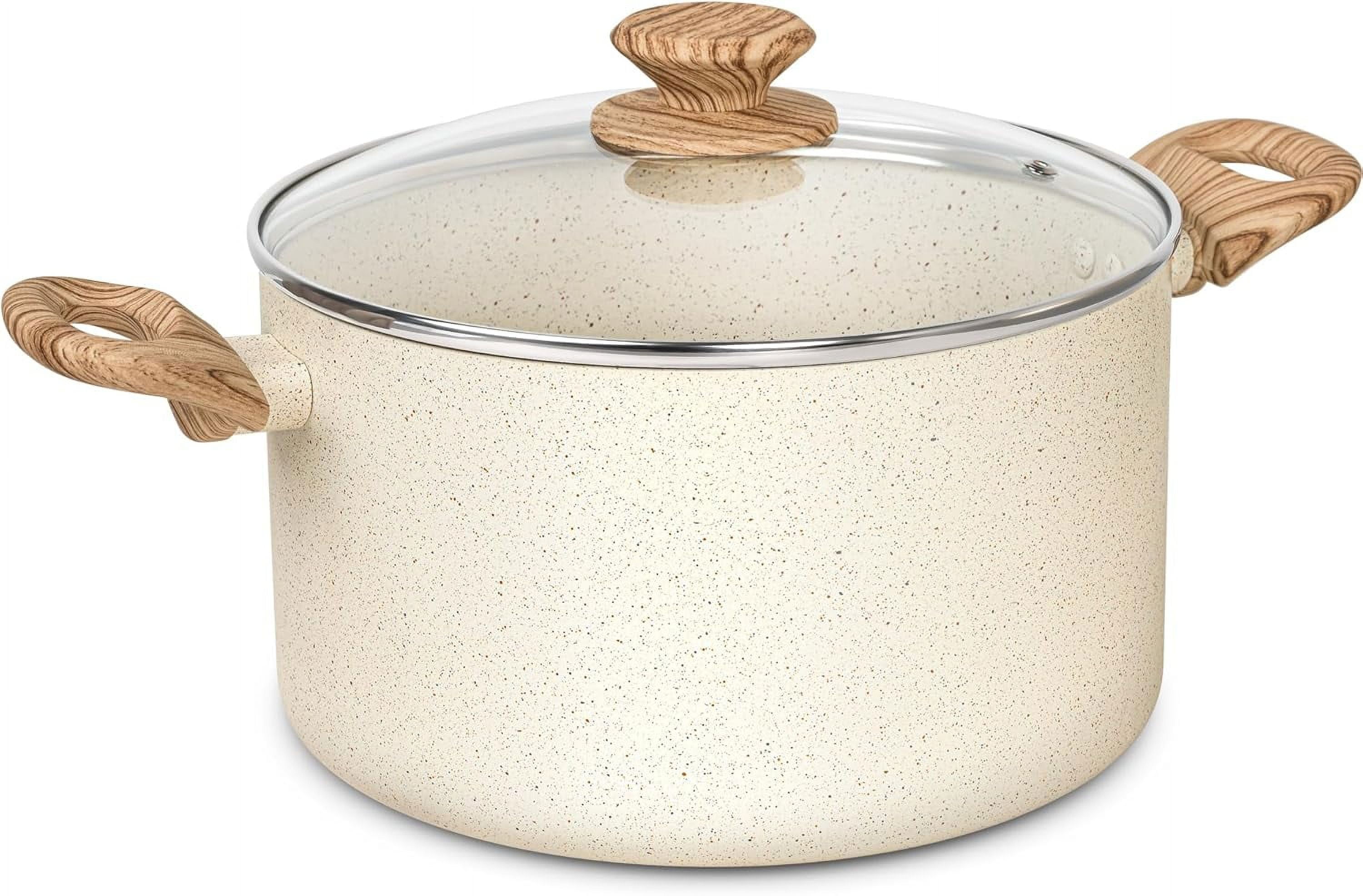 Nonstick Stock Pot, 6 Quart Cooking Pot with Lid, Induction Soup Pot ...