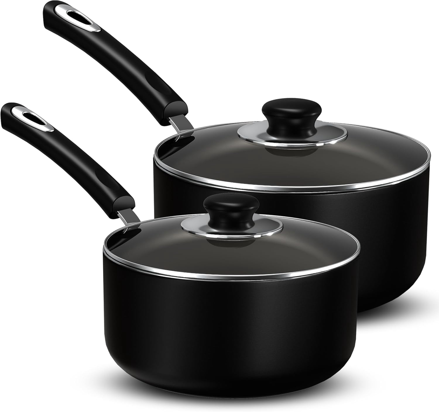 Nonstick Stock Pot Saucepan Set with Lids, 1 Quart and 2 Quarts ...