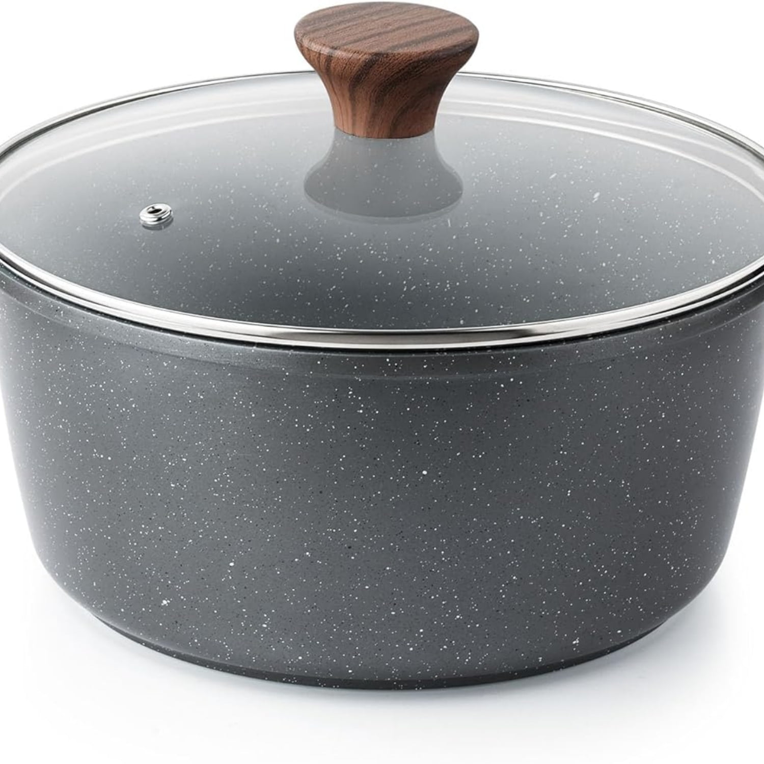 Nonstick Stock Pot with Lid, 4.5 Quart Induction Cooking Pot with ...