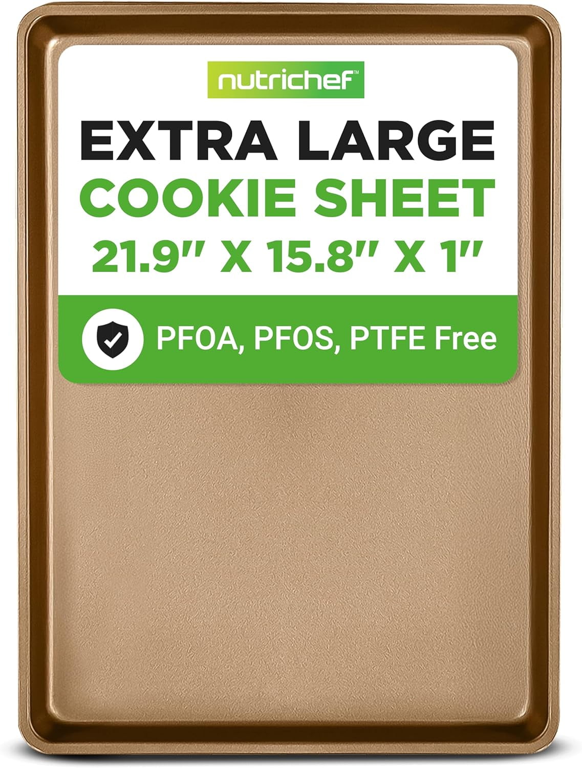 Nonstick XL Cookie Sheet Baking Pan - Extra Large 22" x 16" Carbon ...