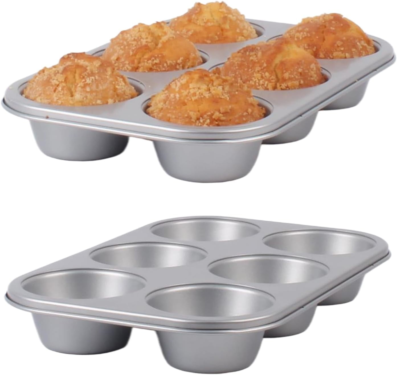 Nonstick jumbo Muffin Pans 6 Cups，2 Pack Extra Large Cupcake Tins for ...