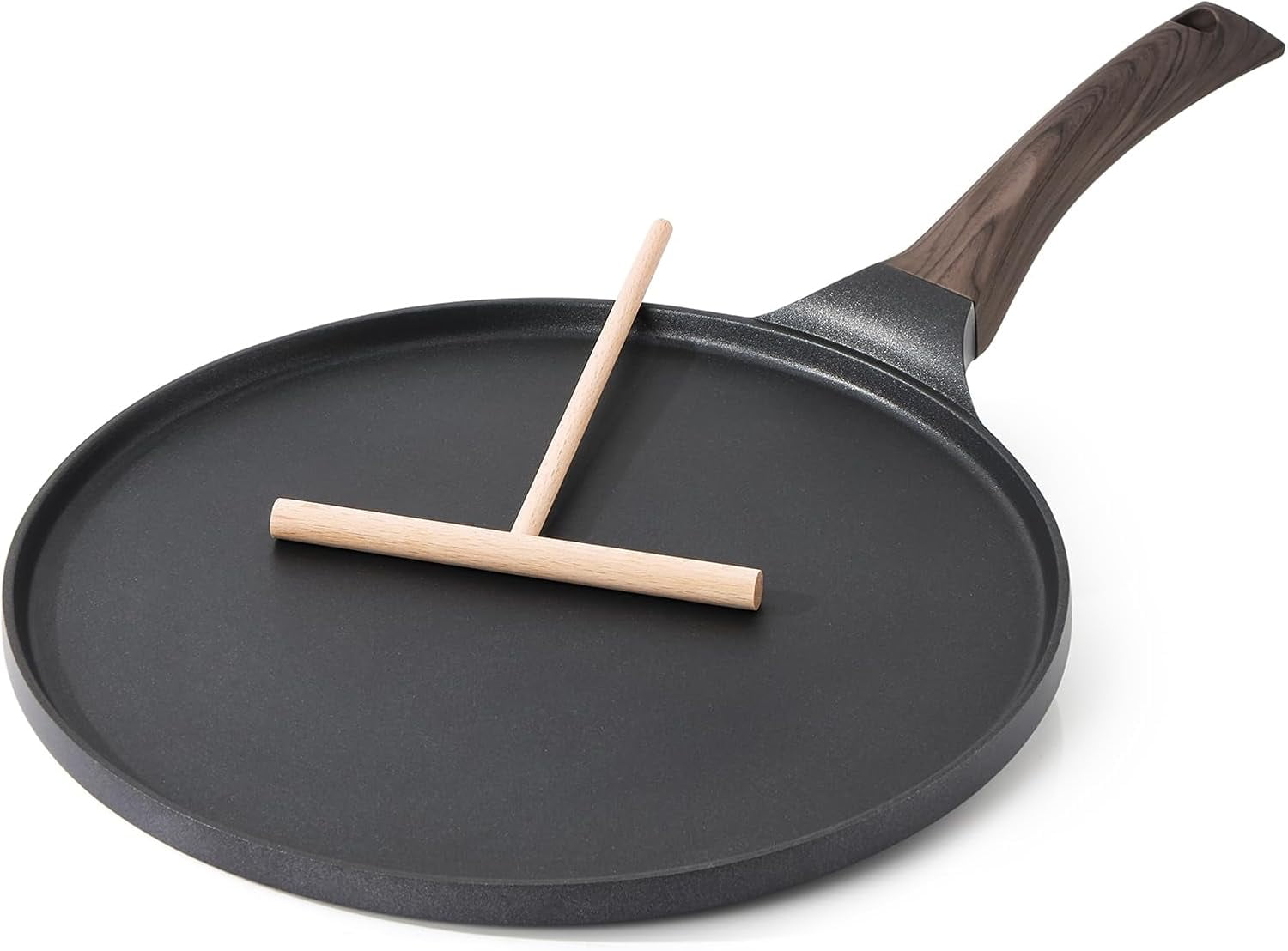 Non stick pancake pan, 10 inch flat bottomed frying pan with insulated handle, suitable for ...