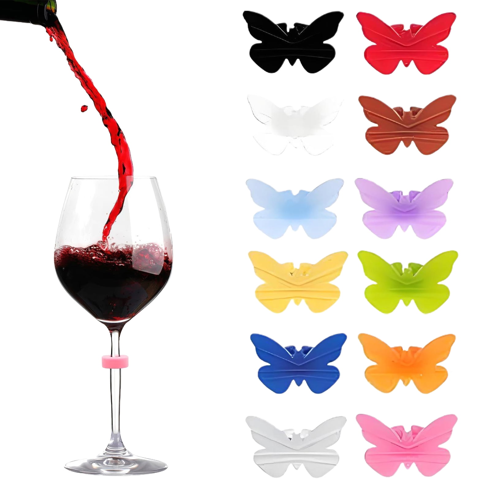Nontoxic Silicone Wine Glass Labels Color Coded Cup Clips For Easy ...