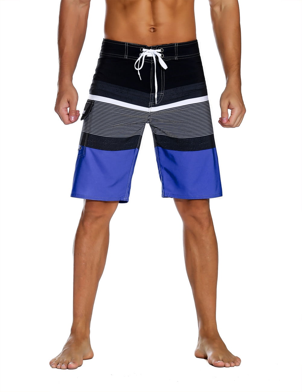 Nonwe Men's Sportwear Quick Dry Swim Trunks with Lining Blue&Black 42 ...