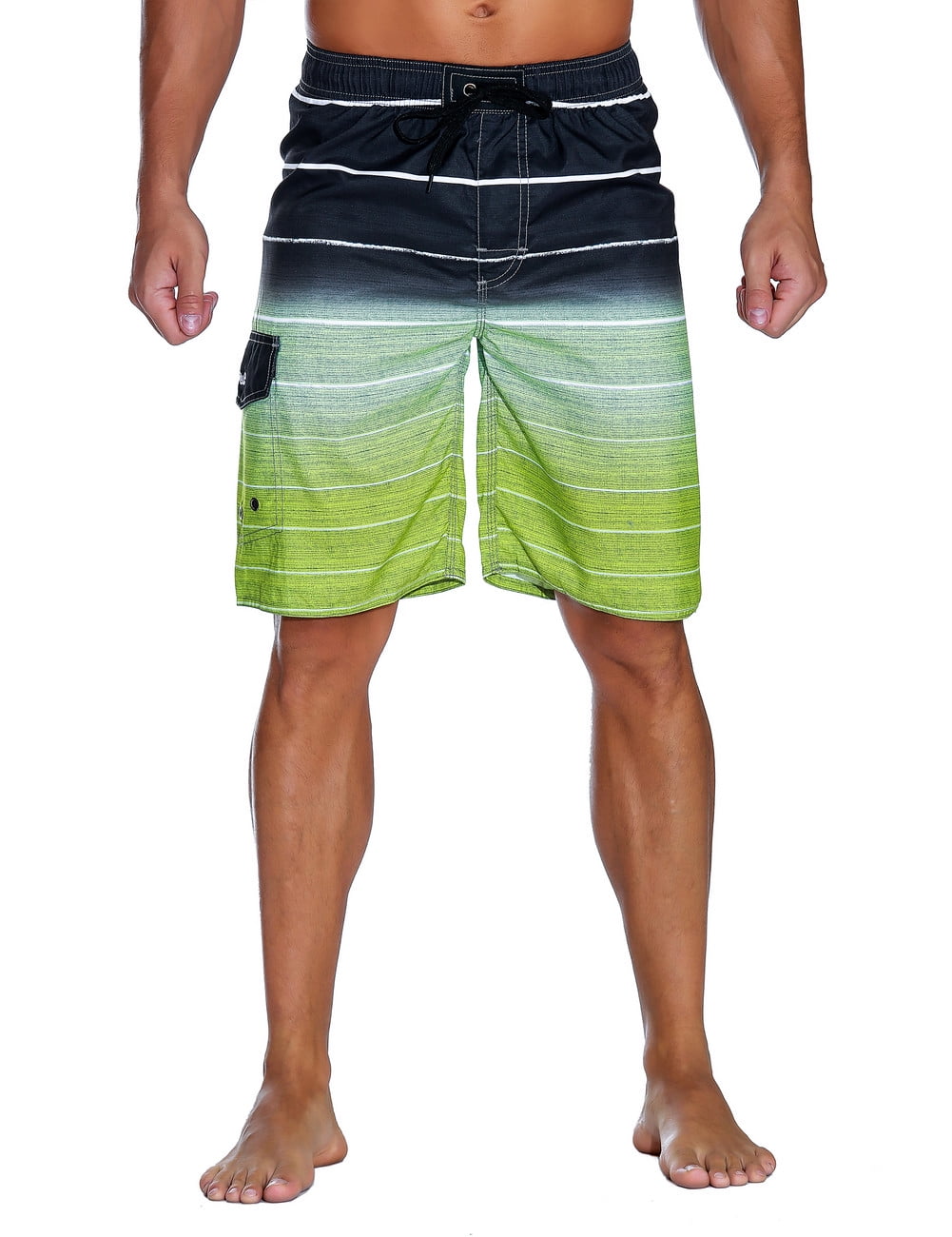 Nonwe Men's Surf Board Shorts Quick Dry Holiday Striped Beach Shorts ...