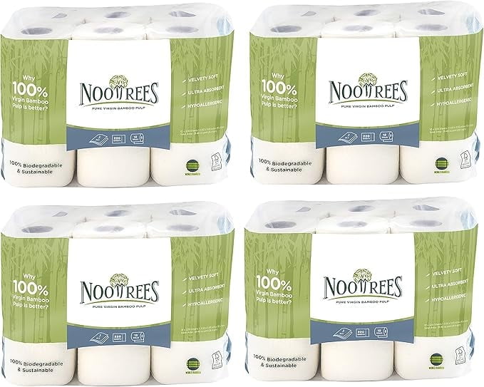 NooTrees Bamboo Toilet Rolls 3 Ply 220 Sheets 12 Rolls ( Pack of 4 ...