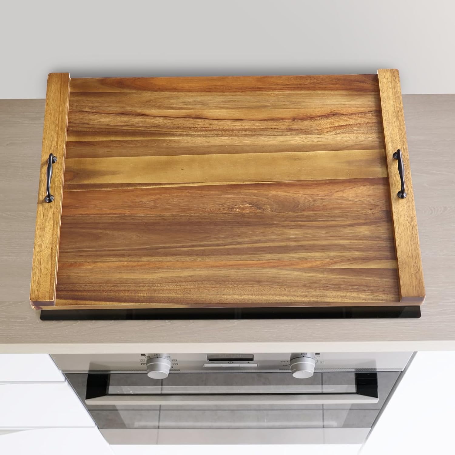 Noodle Board Stove Cover with Handles, Acacia Wood Stove Top Covers ...