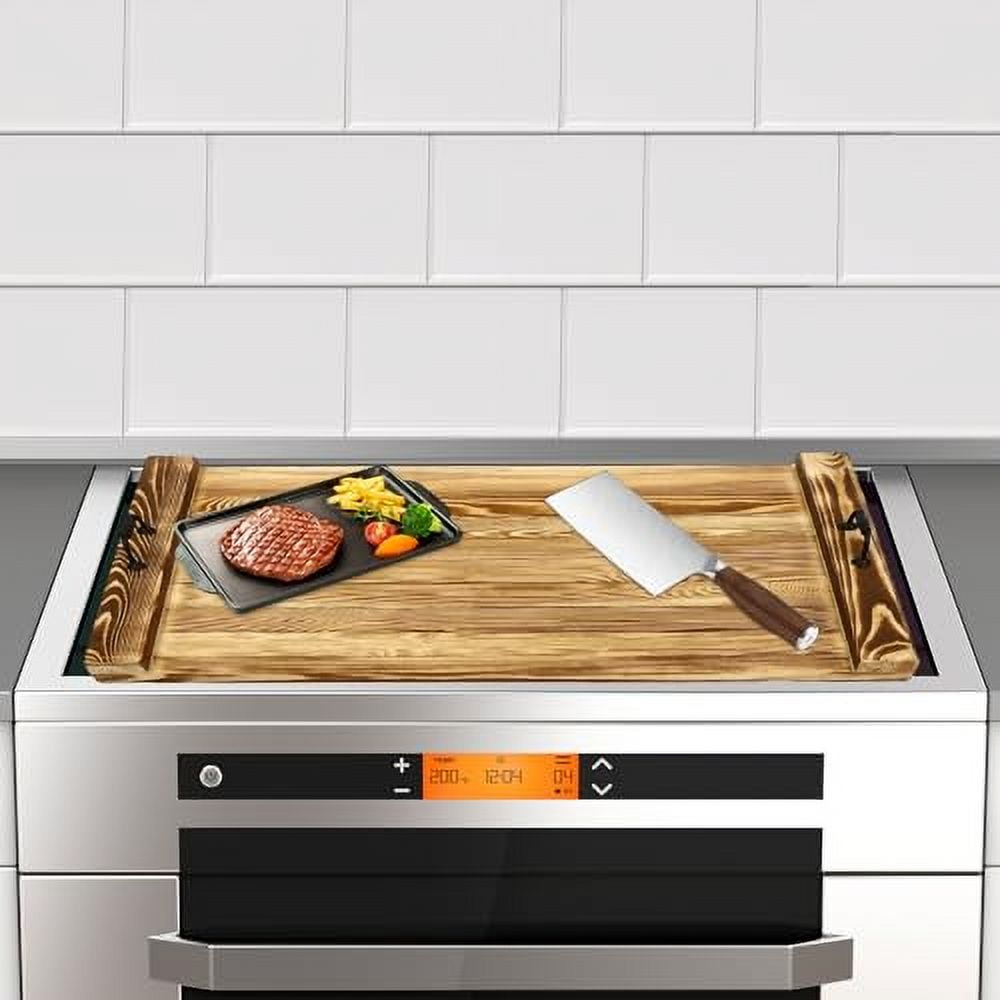 Noodle Board Stove Cover with Handles, Wood Stove Top Cover Board for ...