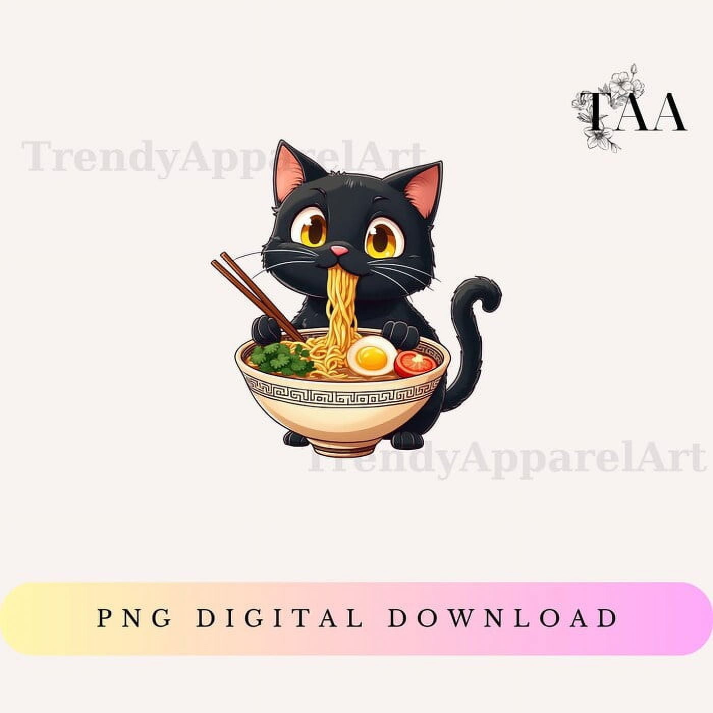 Noodle Cat Png, Japanese Noodle Png, Cartoon Cat Png, Cat Eating Ramen ...
