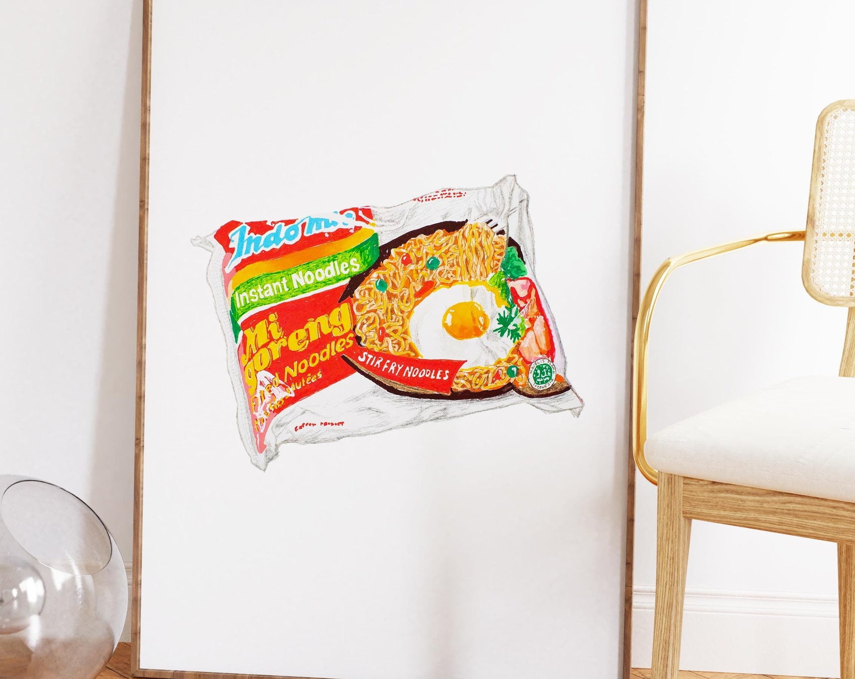 Noodles Art Print | Food Illustration of Indonesian Mi Goreng | Aussie ...