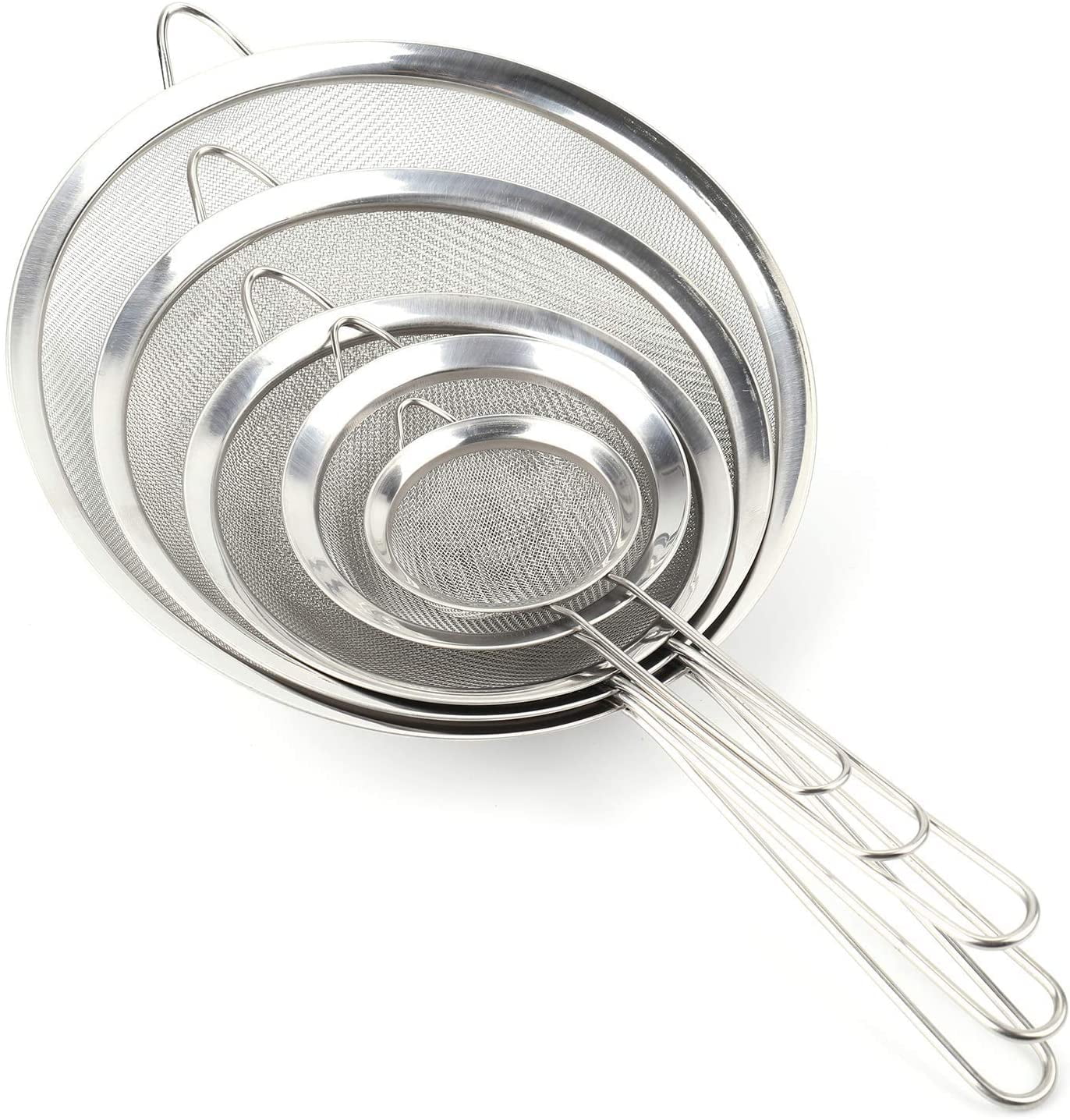 Noodles, Rice, Veg, Egg, 8-23.5cm Stainless Steel Mesh Sieve Set, 5 ... Noodles, Rice, Veg, Egg, 8-23.5cm Stainless Steel Mesh Sieve Set, 5 ...