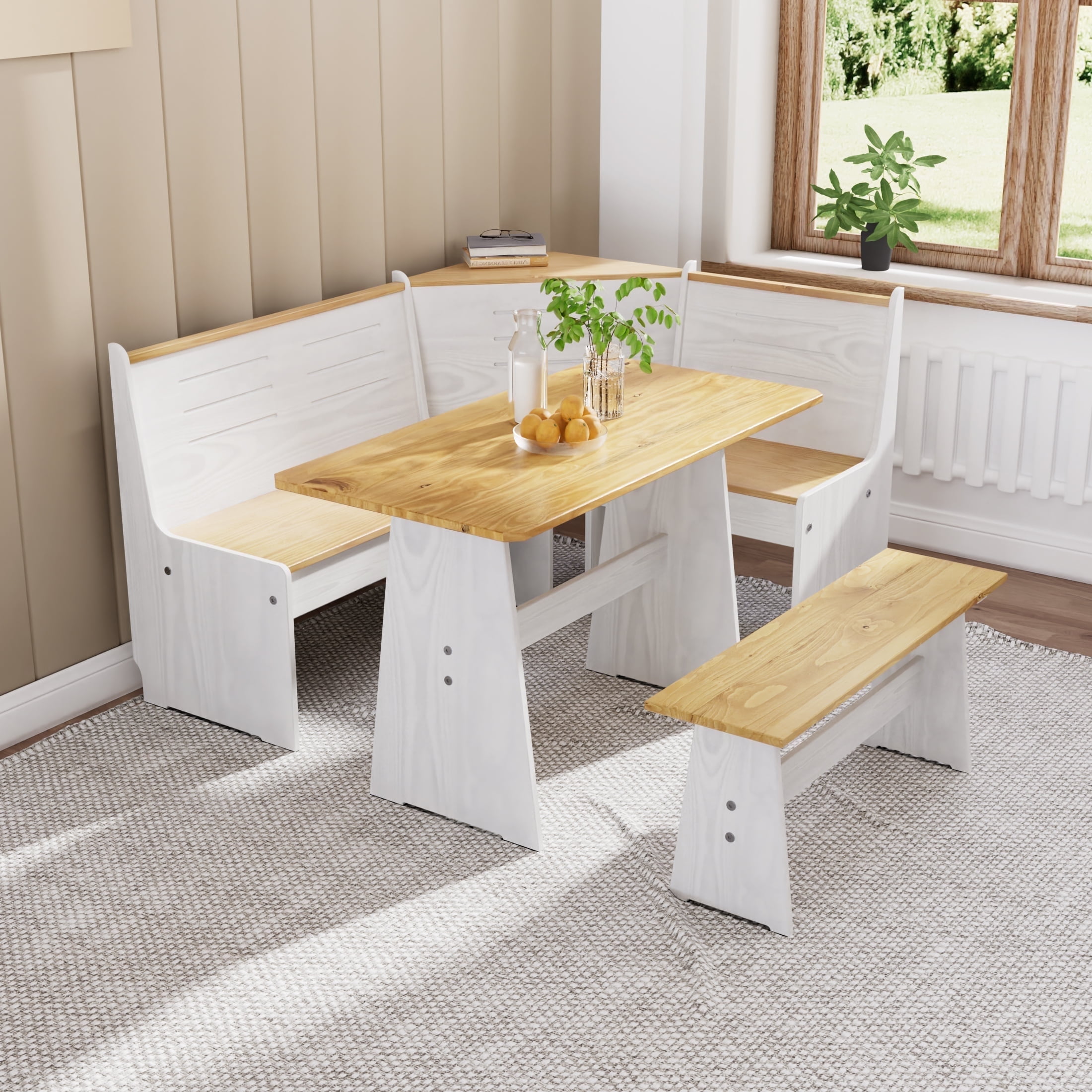 Nook Table Dining Room Sets for 3-5 with Bench,Breakfast Nook Kitchen ...