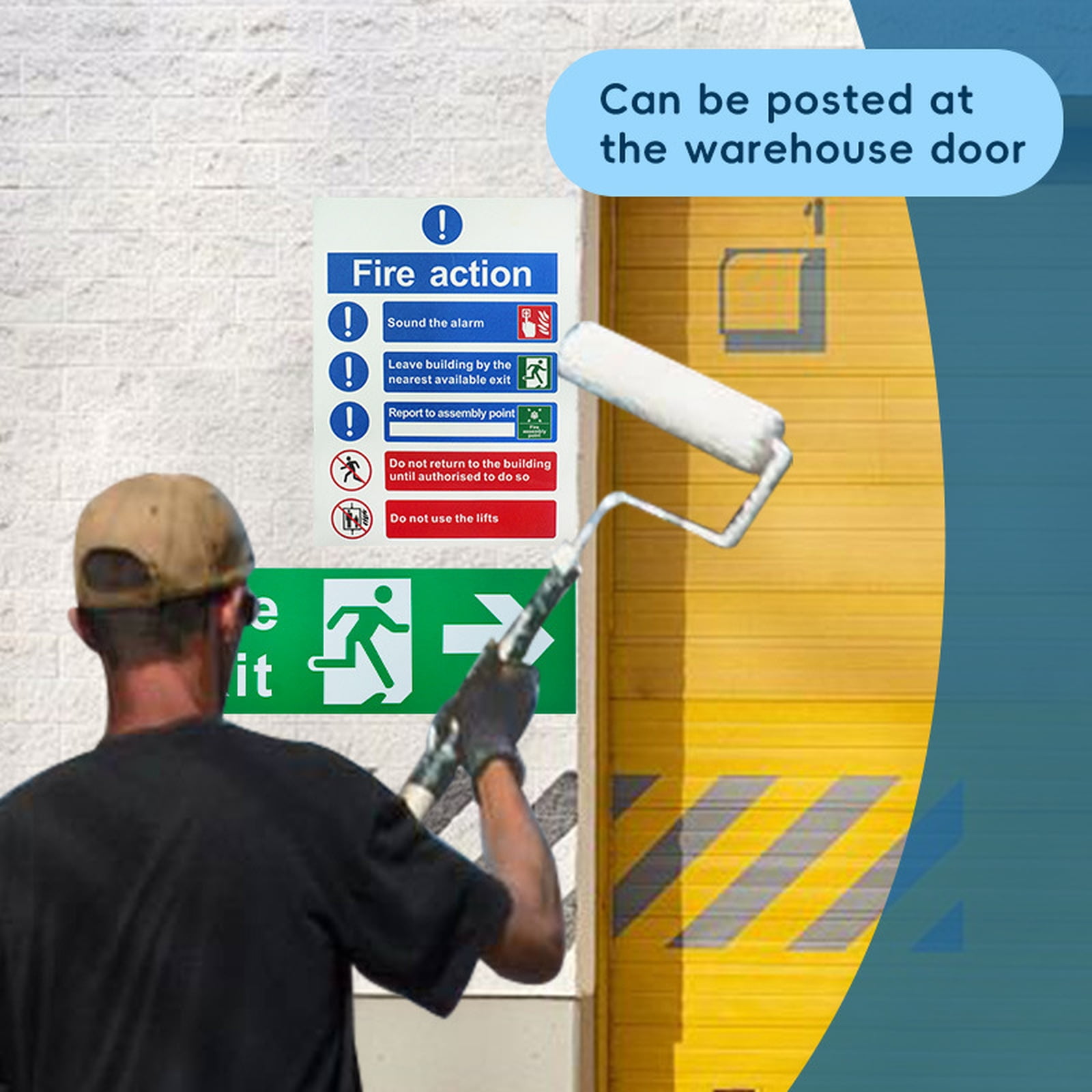 NookHive 7-Piece Fire Safety Decal Set, Fade-Resistant Industrial Door ...