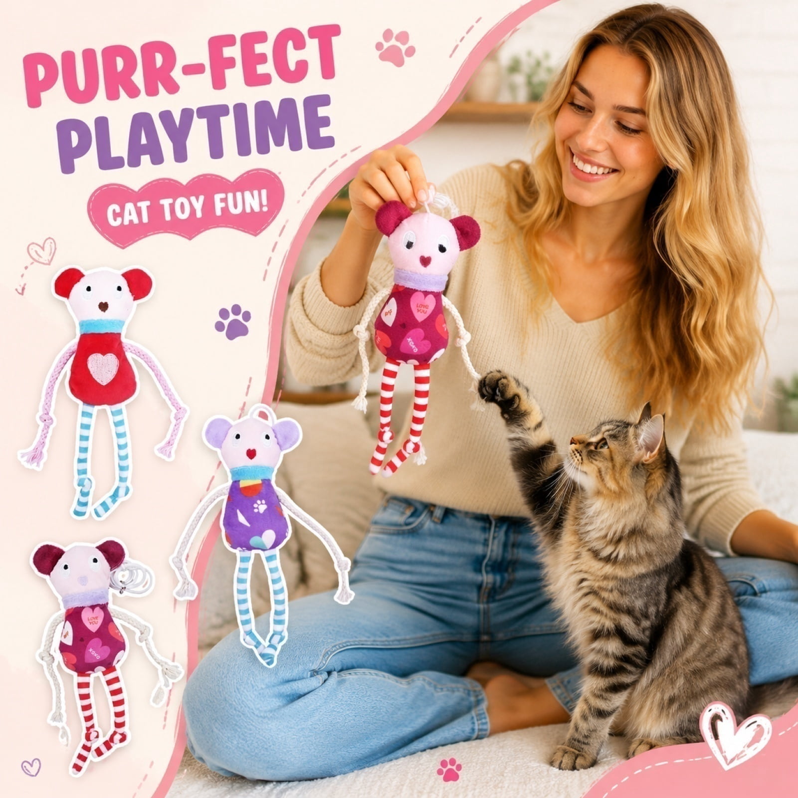 NookHive Elastic Door Hanging Cat Wand - Cat Tickling Stick Toy with ...